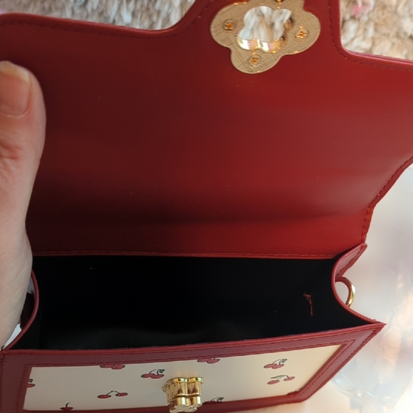 Bags | Twotone Cherry Mini Bag In Cream And Burgundy | Poshmark